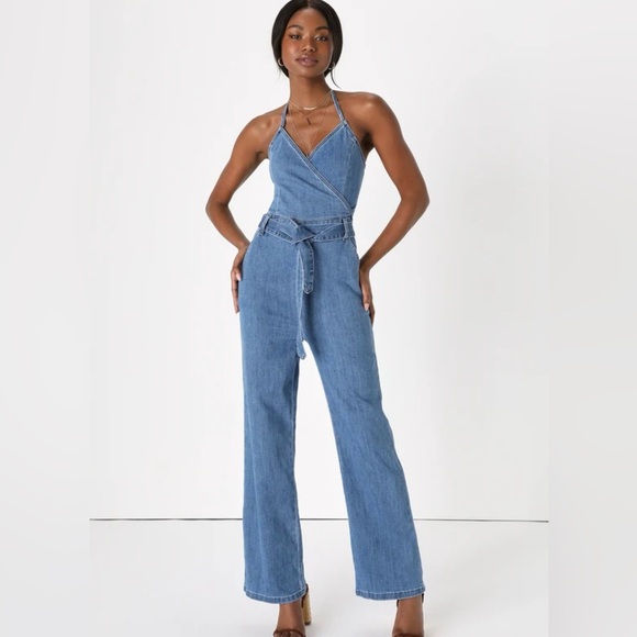 Lulus | Pants & Jumpsuits | Lulus Blue Denim Jumpsuit | Poshmark